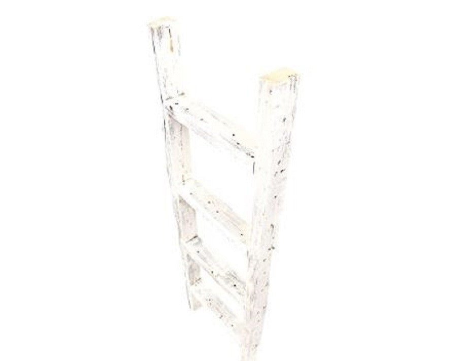4 Step Rustic White Wood Ladder Shelf | 16"x48" | Wallhogs