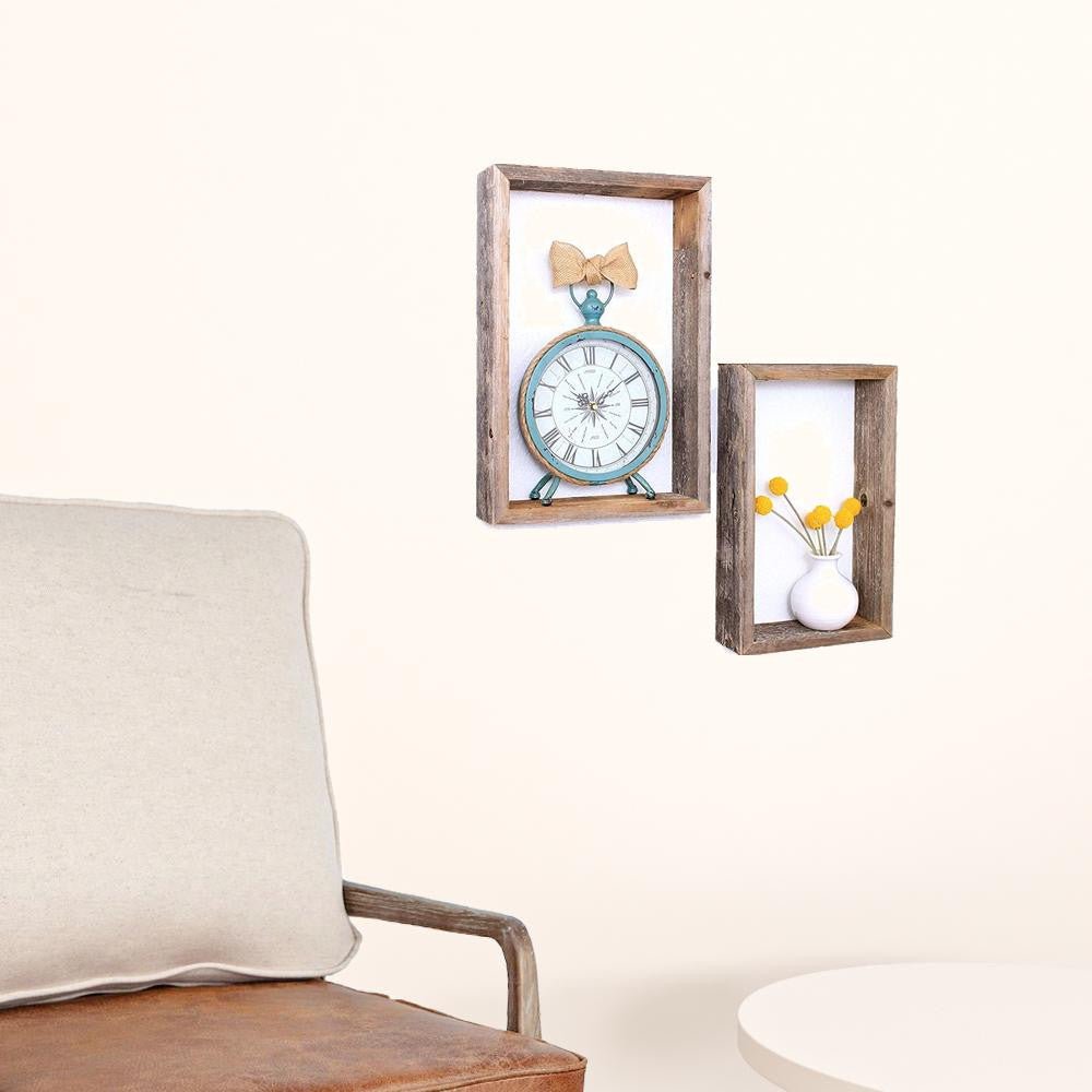 Rustic Farmhouse Set Of 3 Rectangle Shadow Box Shelves | Wallhogs