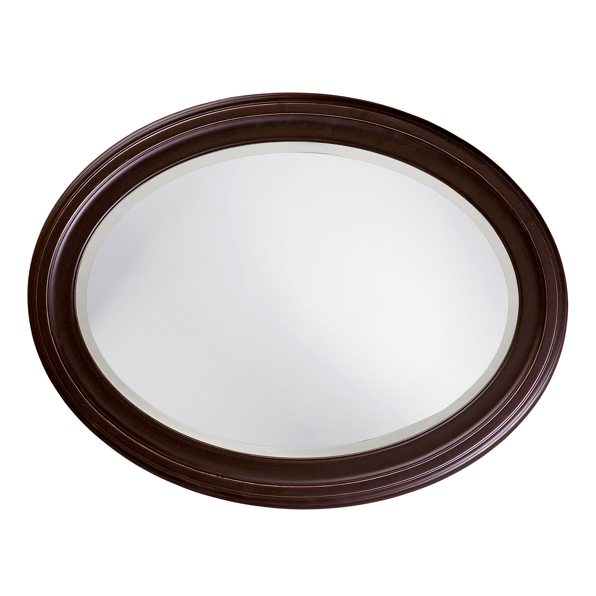 Oval Oil Rubbed Bronze Mirror With Wooden Grooves Frame — Wallhogs