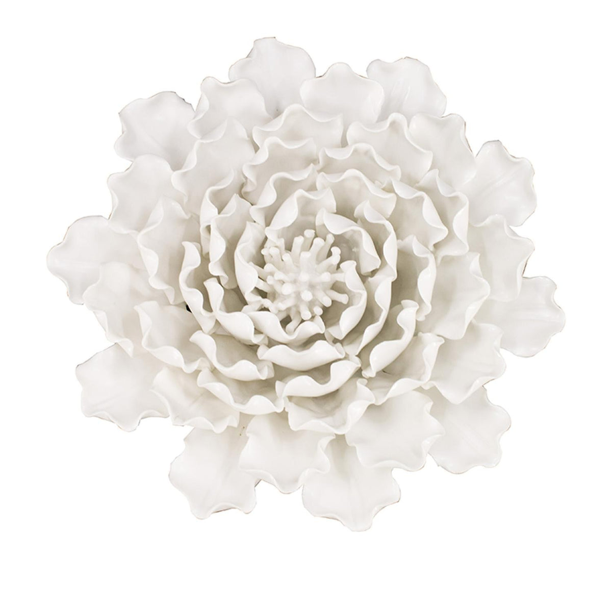 9" Cream Exaggerated Ceramic Flower Wall Art | Wallhogs