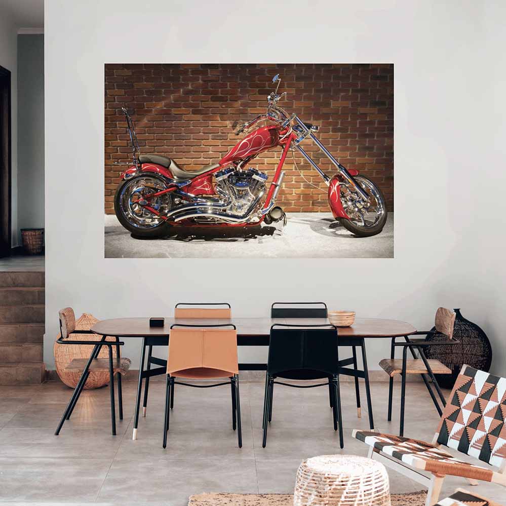 Custom Flame Red Chopper Wall Decal | Wallhogs
