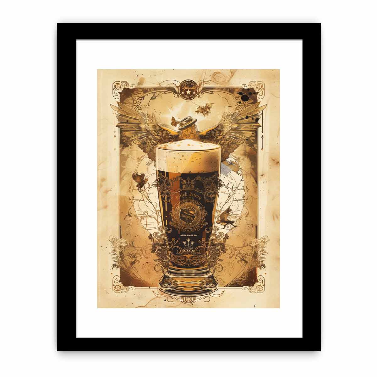 Vintage Beer Framed Print (4 Sizes & 2 Colors Available) — Wallhogs
