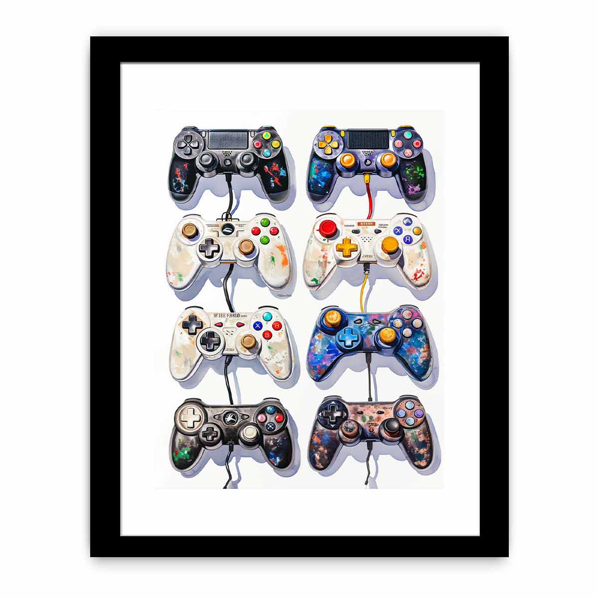 Vintage Video Game Controller Evolution Framed Art Print (4 Sizes & 2 ...